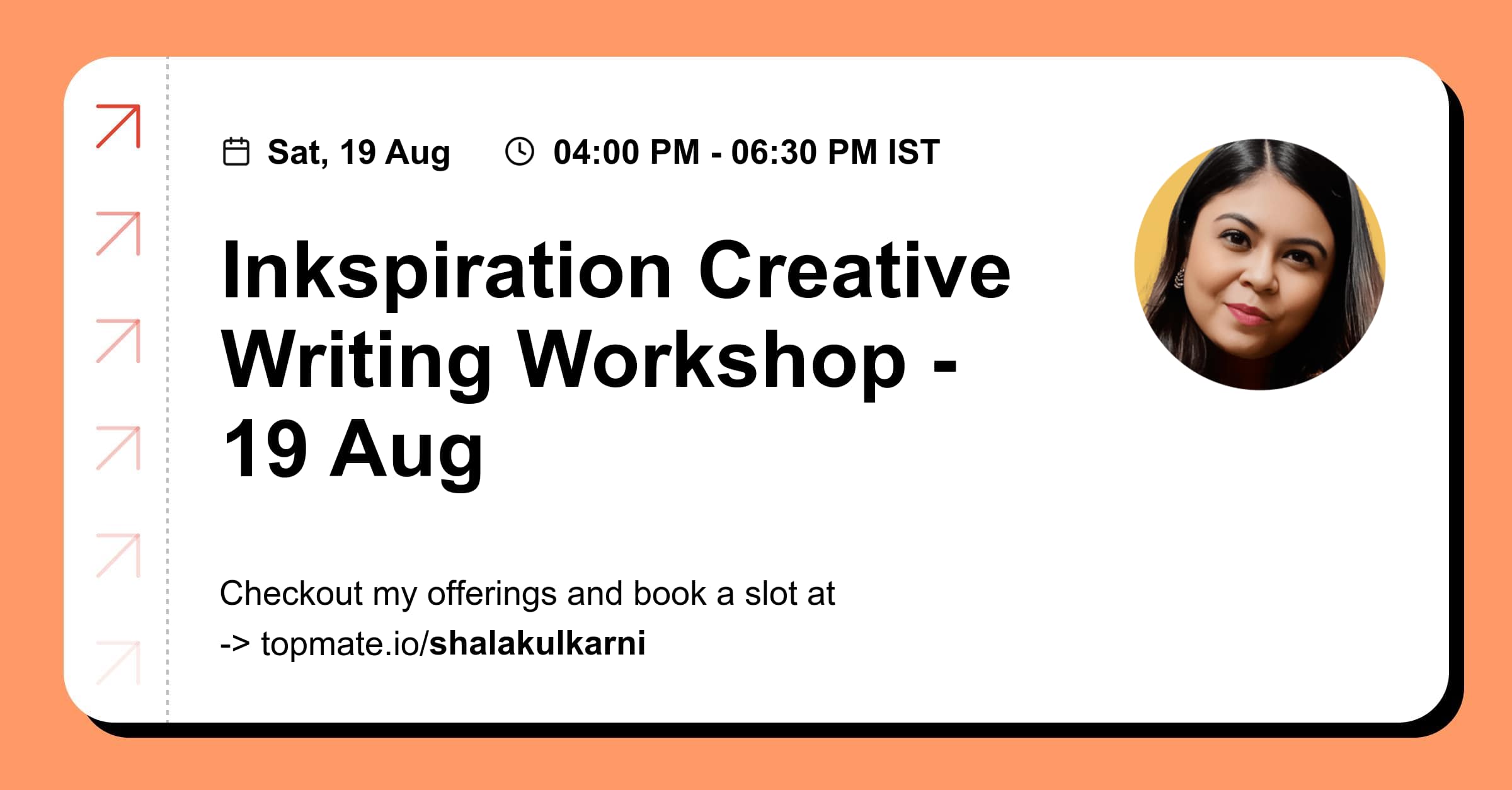 Inkspiration Creative Writing Workshop - 19 Aug with Shalaka Kulkarni 📝